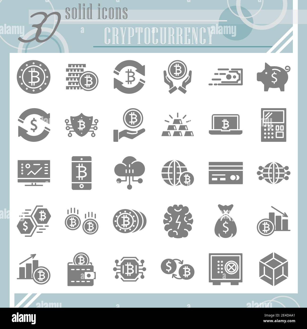 Cryptoccurency glyph icon set, bitcoin symbols collection, vector ...