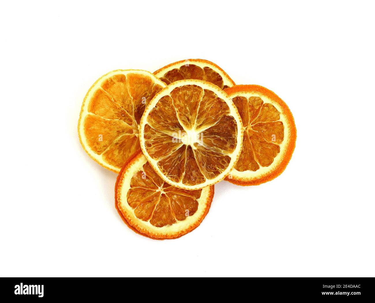 Dried orange slices from above on white background Stock Photo - Alamy