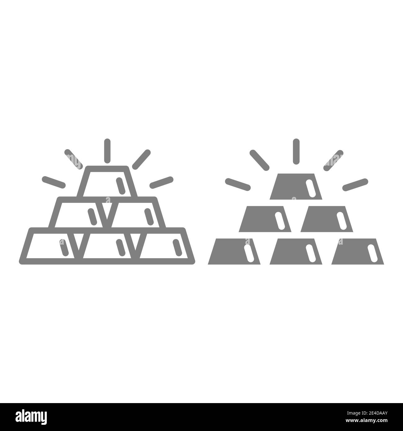 Bars of gold line and glyph icon. Gold ingots vector illustration ...