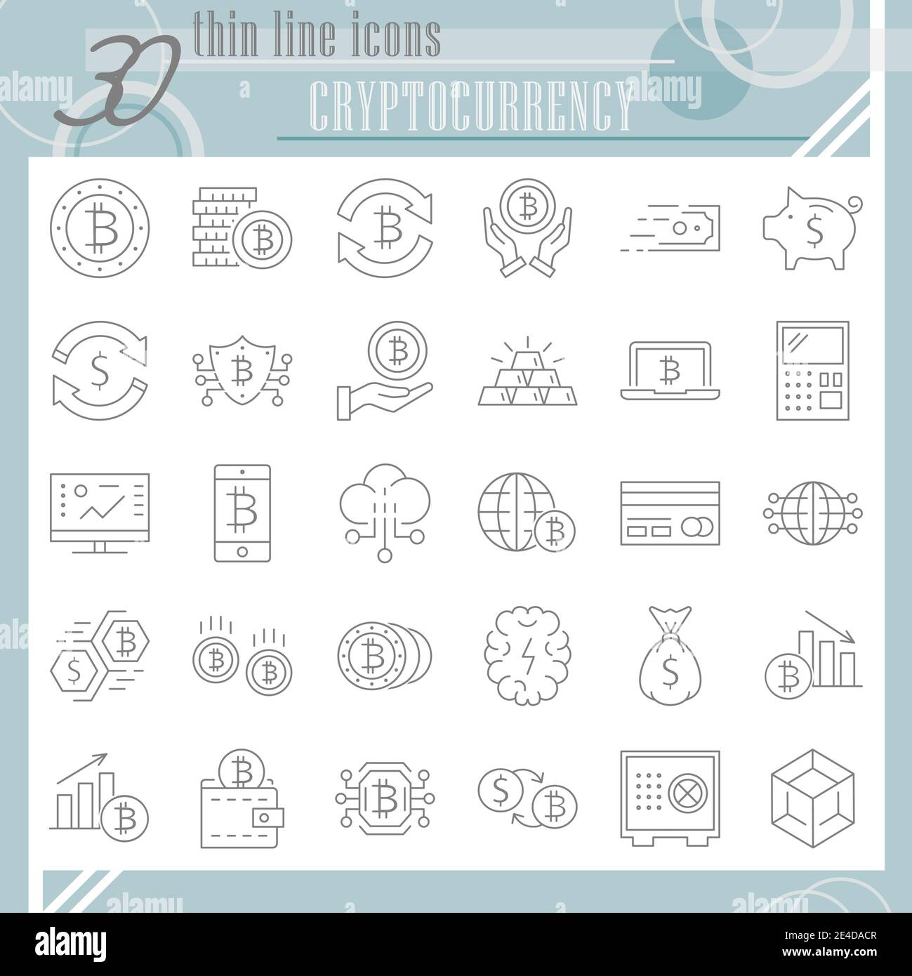 Cryptoccurency thin line icon set, bitcoin symbols collection, vector ...