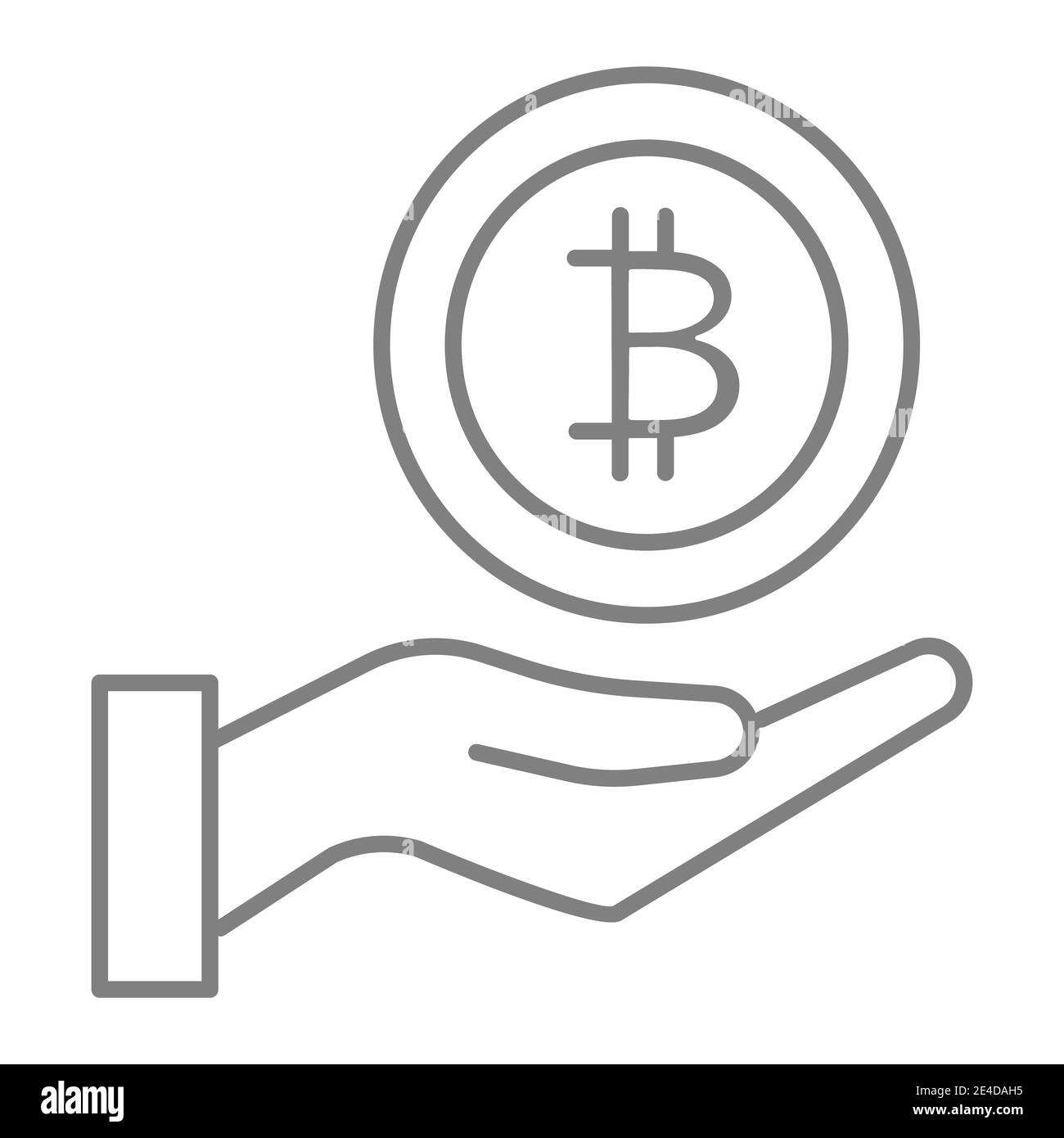 Saving money thin line icon. Coin in palm vector illustration isolated ...