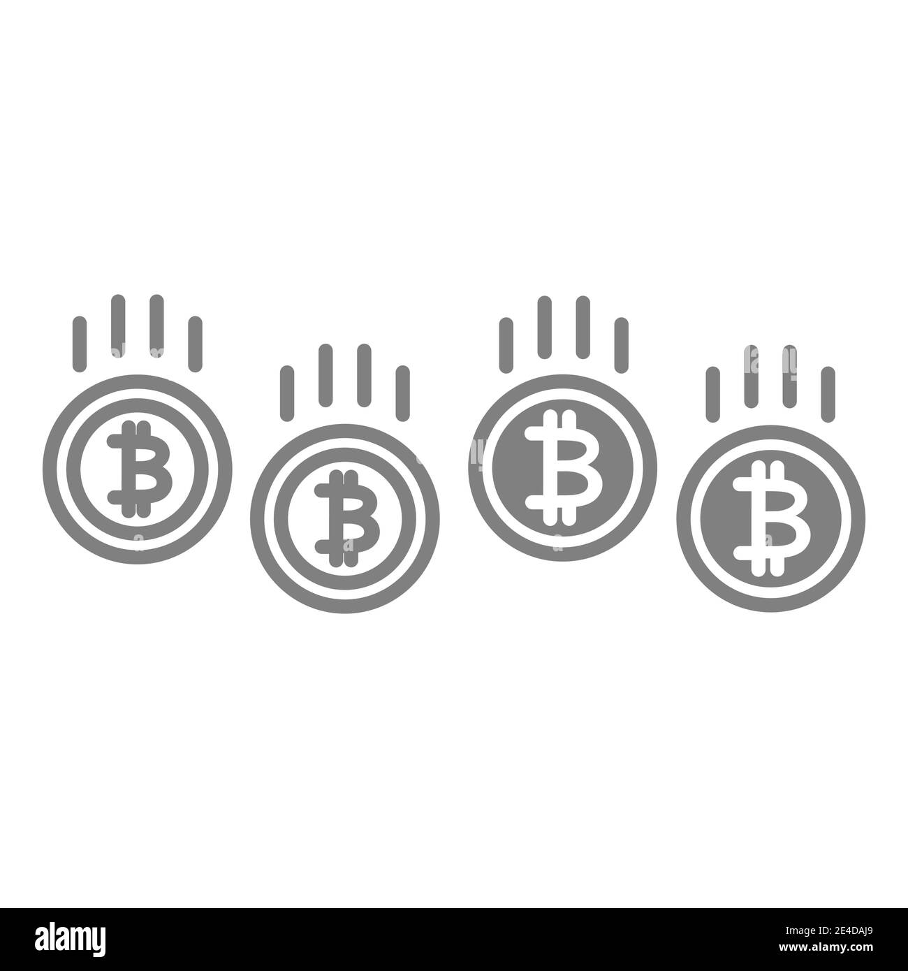 Bitcoin price reduction line and glyph icon. Cryptocurrency crash vector illustration isolated ...