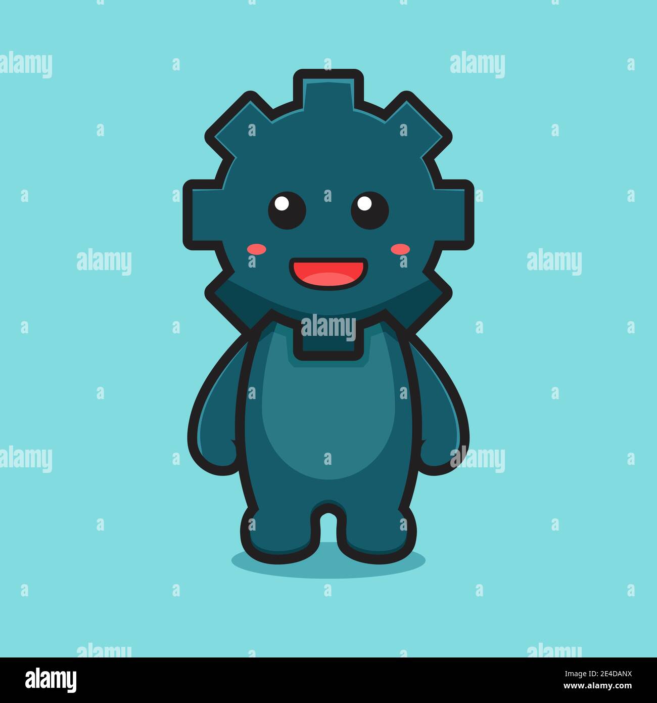 Cute gear mascot character with happy face cartoon vector icon ...
