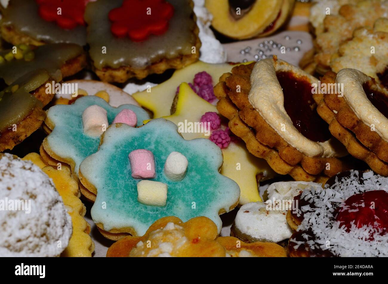 many sweet biscuits for Christmas in fullsize Stock Photo - Alamy