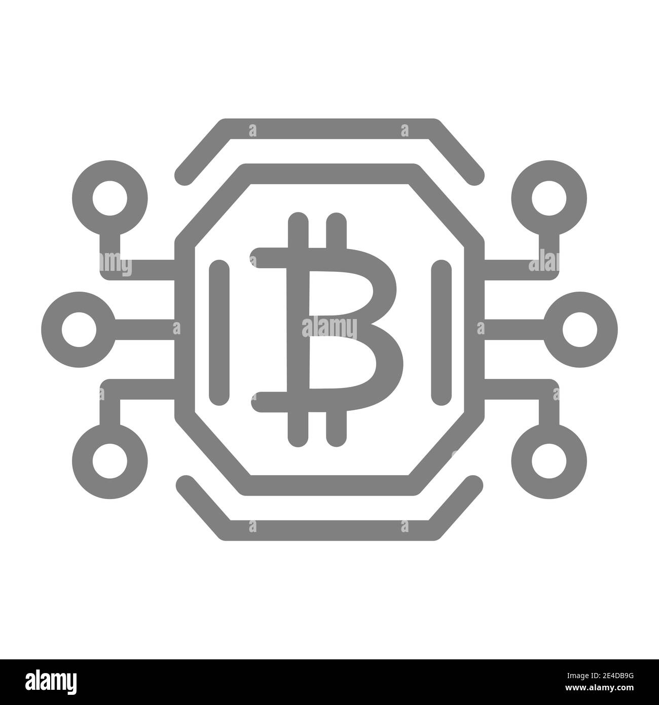 Bitcoin chip line icon. Video card or gpu processor for farming bitcoin ...