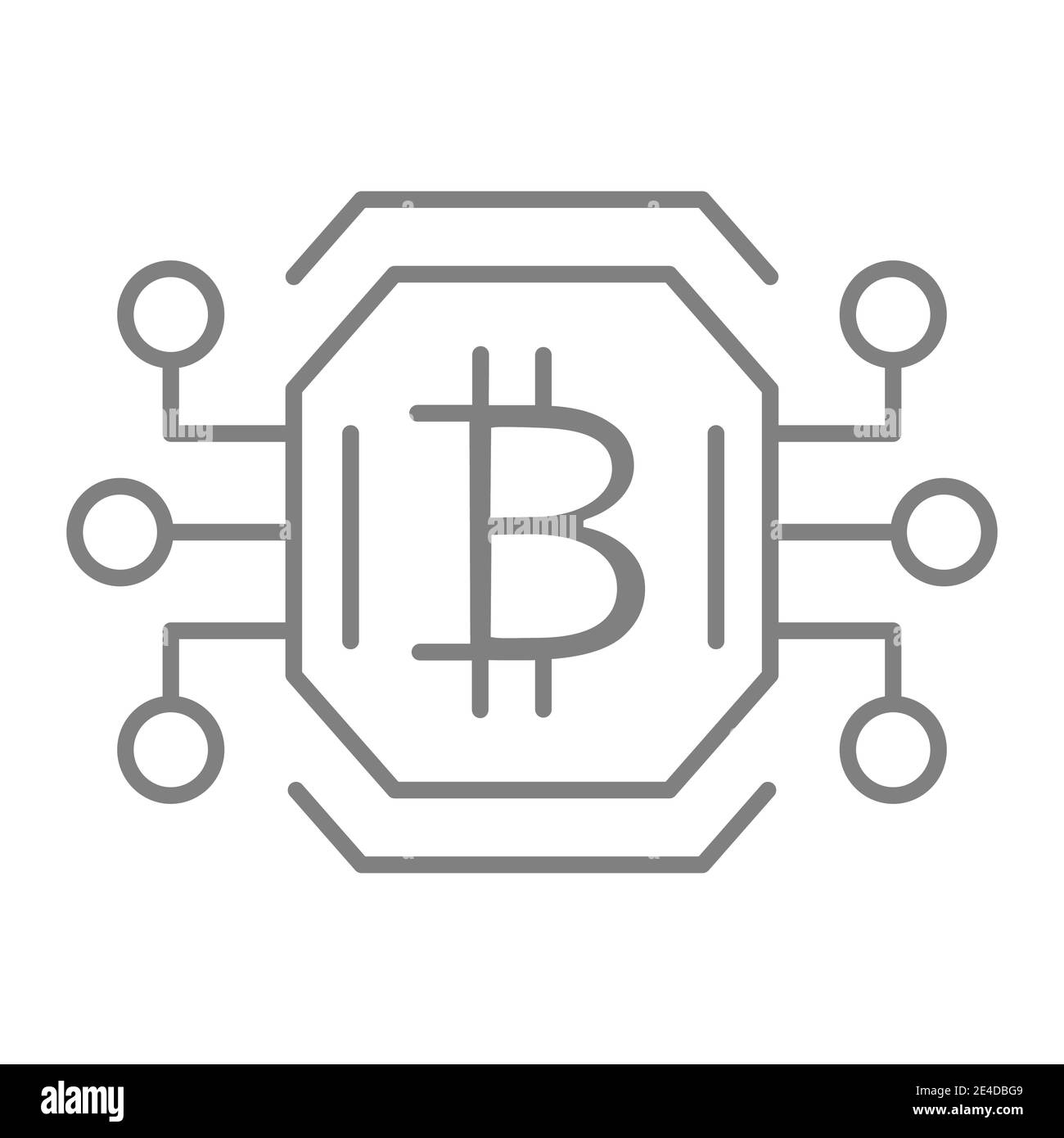 Bitcoin chip thin line icon. Video card or gpu processor for farming ...