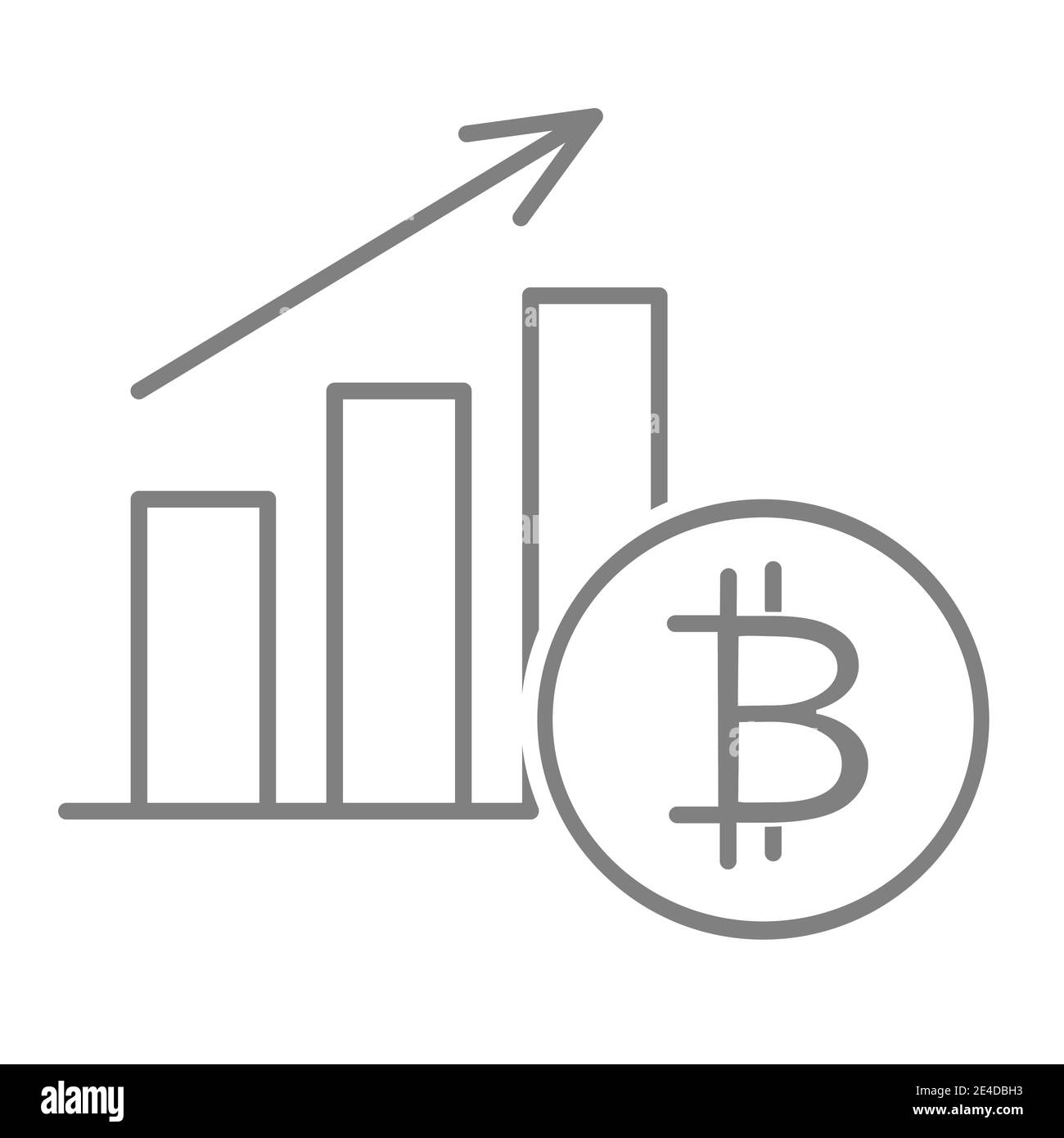 Bitcoin increase thin line icon. Cryptocurrency growth vector ...