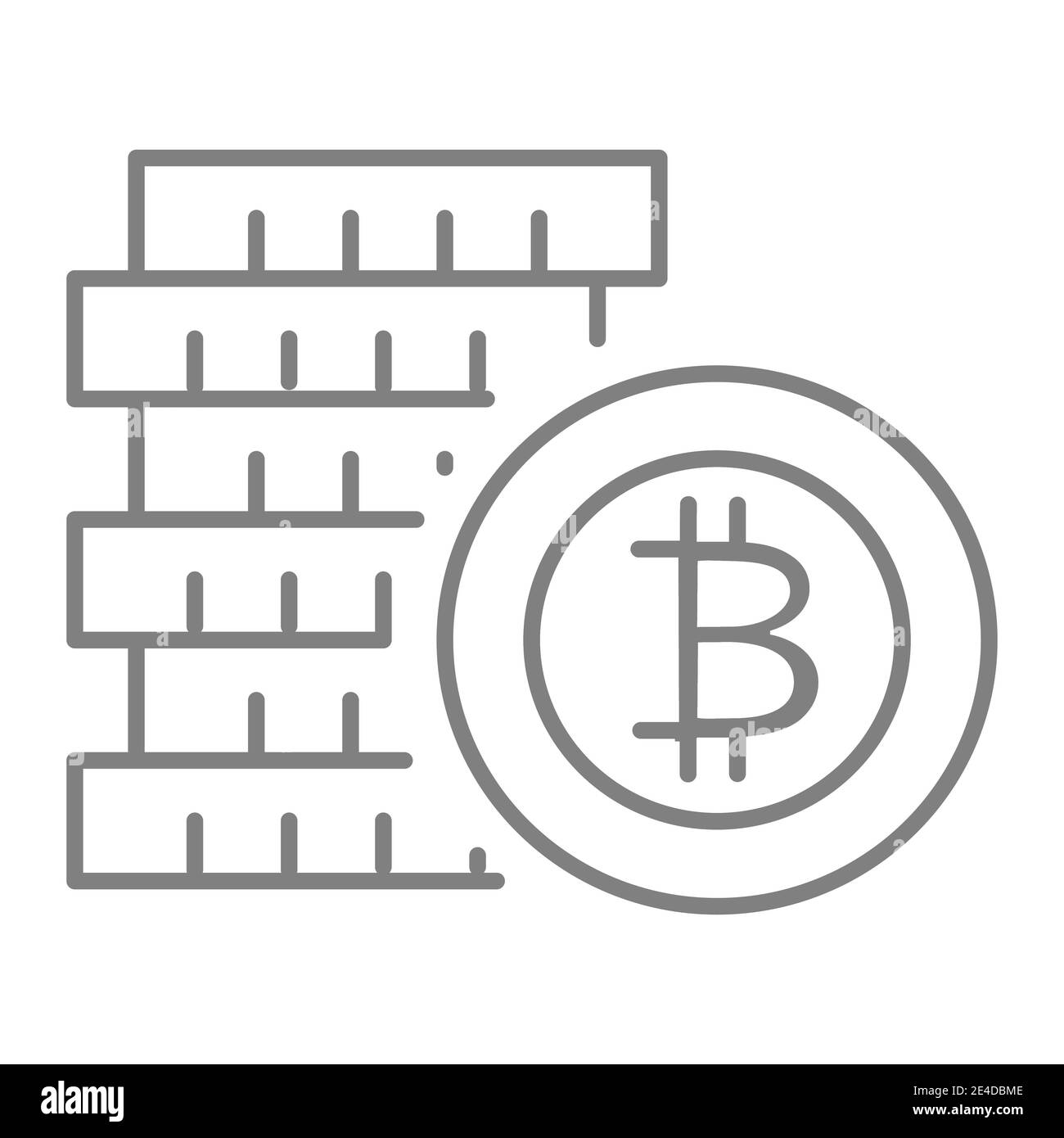 Pile Of Bitcoin Coins Thin Line Icon Cryptocurrency Stack Vector Illustration Isolated On White