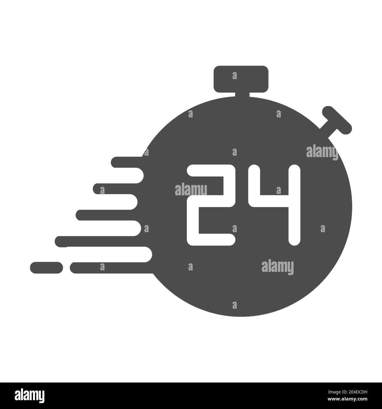 24 hours in stopwatch solid icon. Timer with 24 hours vector ...