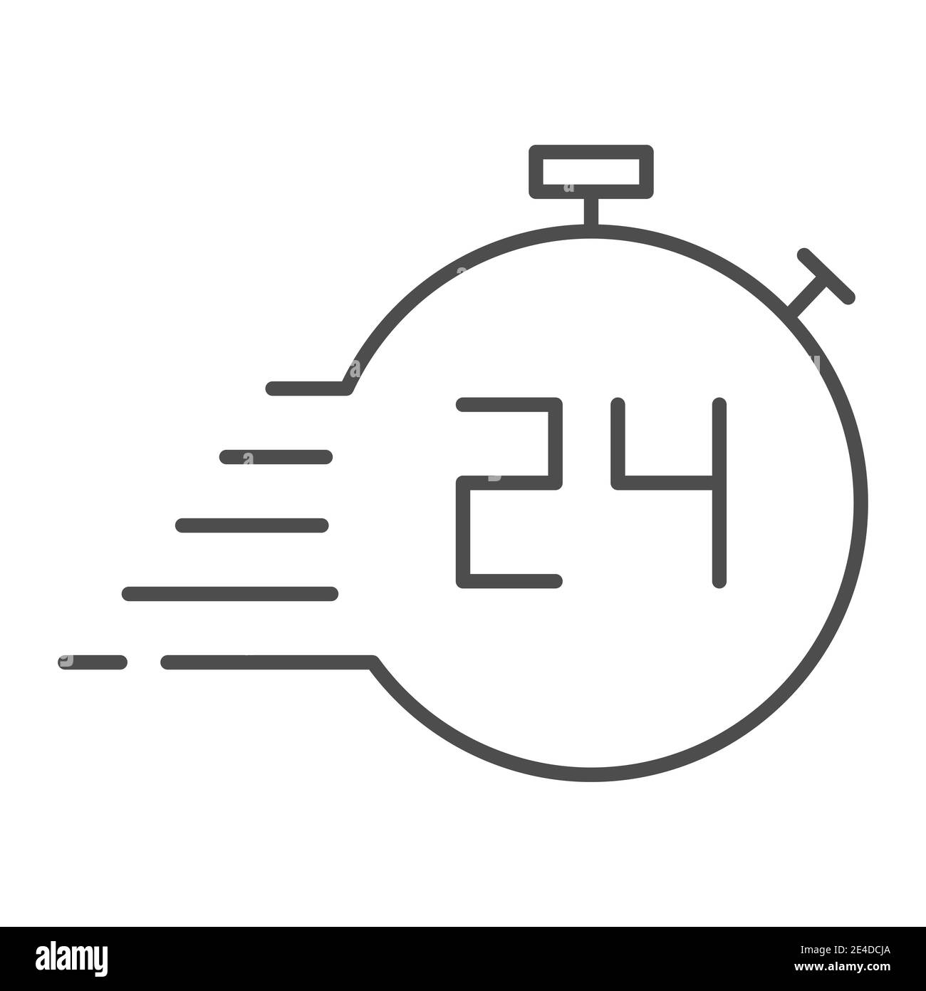 24 hours in stopwatch thin line icon. Timer with 24 hours vector ...