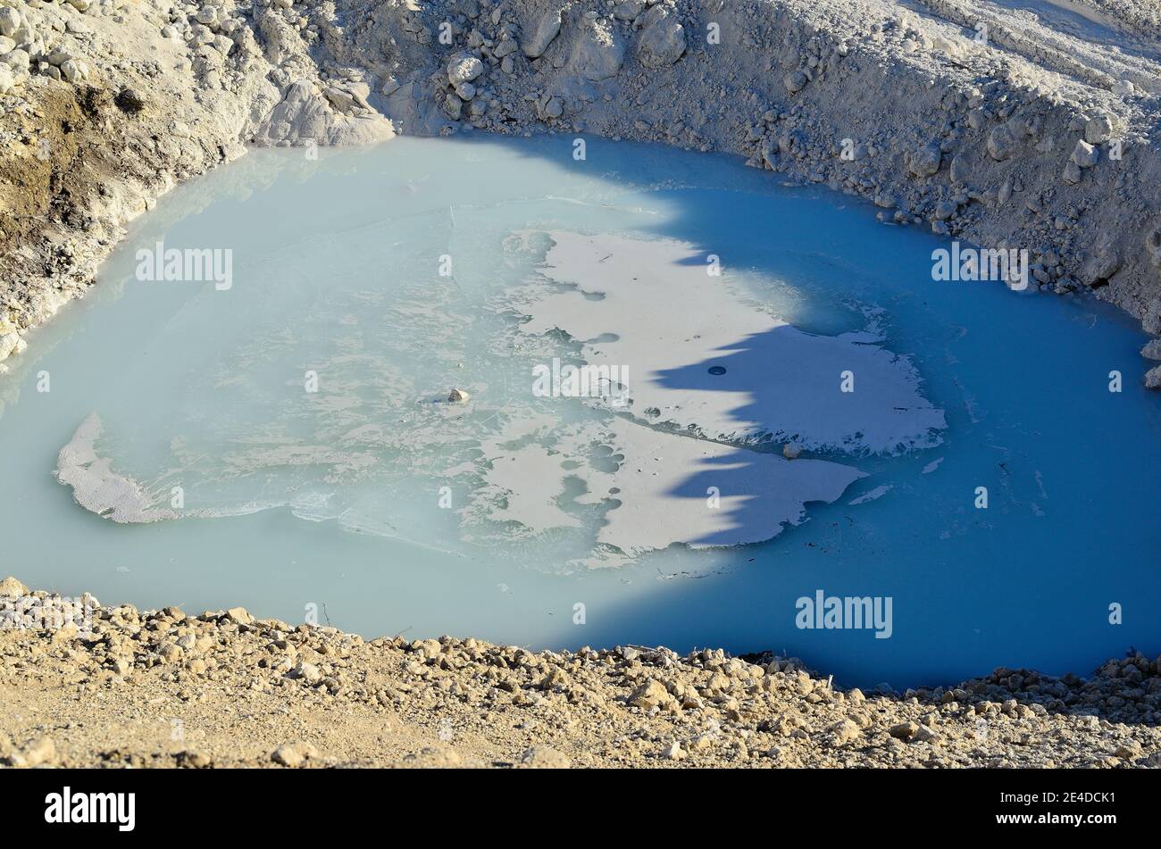 blue frozen water in the limestone quarry Stock Photo - Alamy