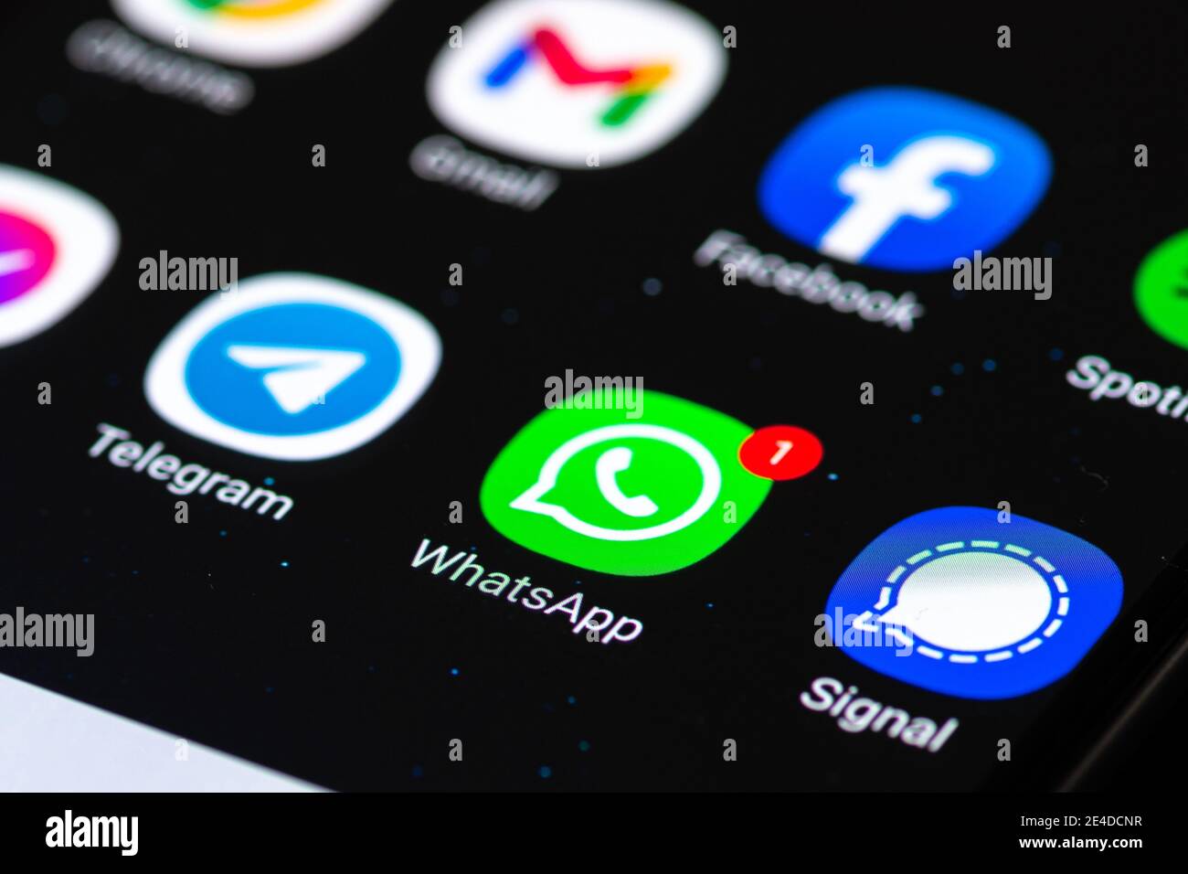 Whatsapp app with Signal, Messenger and Telegram app displayed on the ...