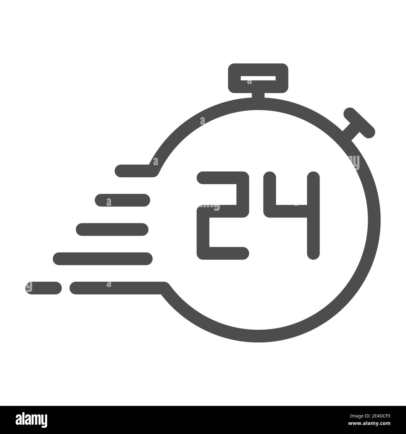 24 hours in stopwatch line icon. Timer with 24 hours vector ...