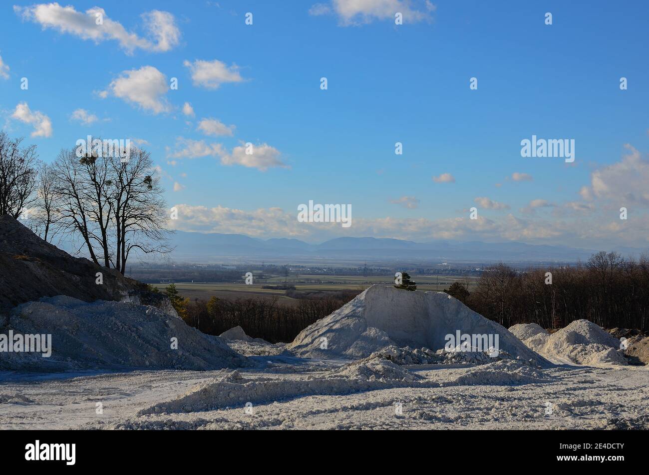 large white chalk quarry and beautiful landscape Stock Photo - Alamy