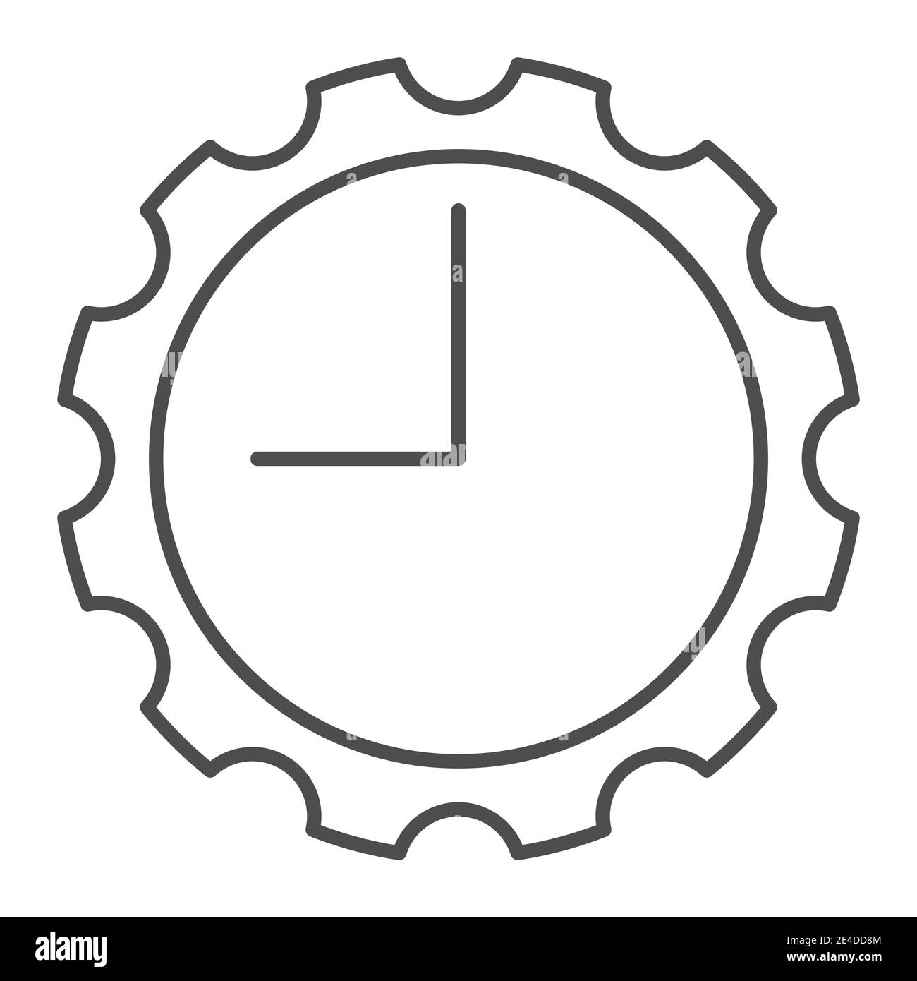 Watch with gear thin line icon. Clock with cogwheel vector illustration ...