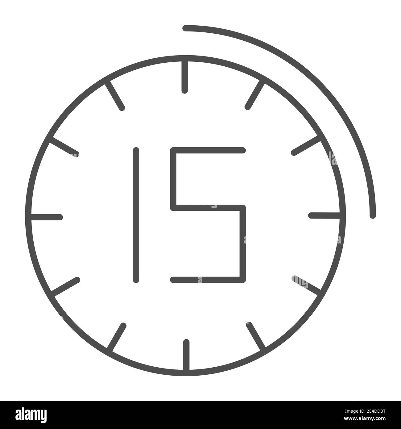 Fifteen minutes watch thin line icon. 15 minutes time vector ...