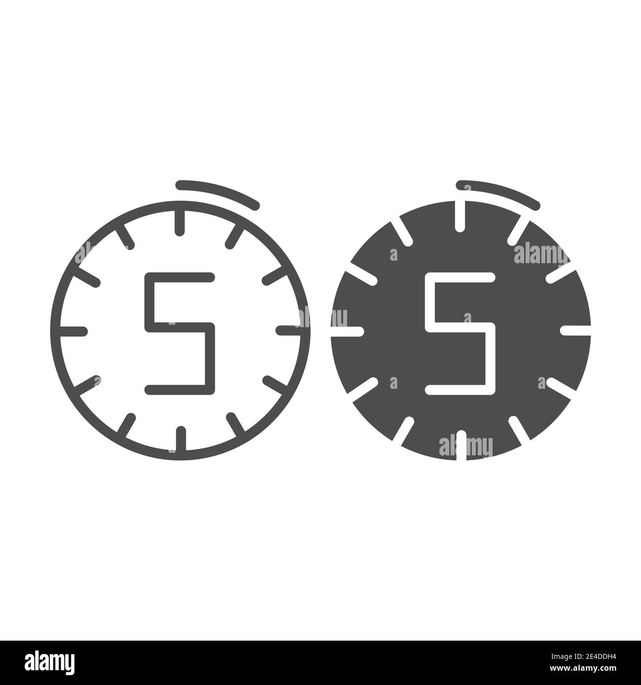 Five minutes clock line and glyph icon. Time vector illustration ... Five minutes clock line and glyph icon. Time vector illustration ...