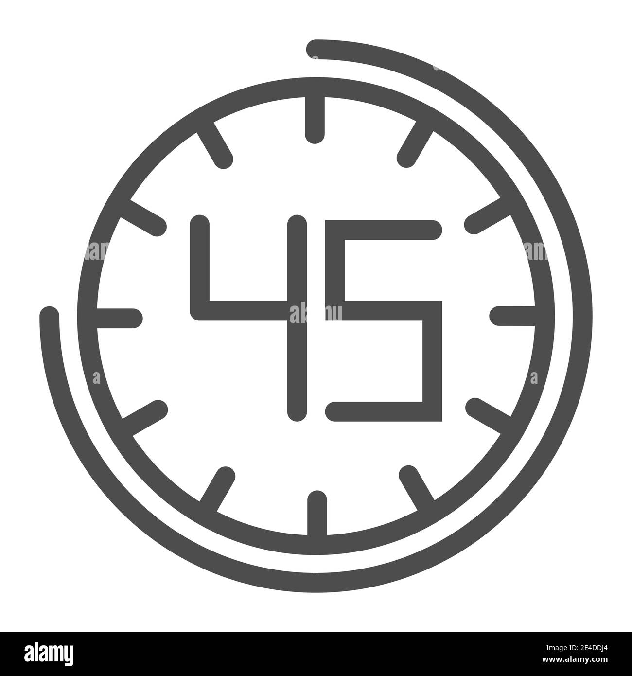 Fourhty five seconds on watch line icon. 45 minutes time vector ...