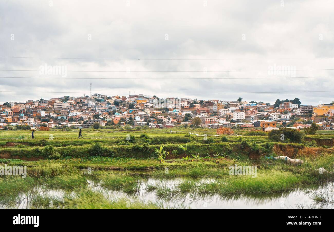 Antananarivo, Madagascar - April 24, 2019: Typical scenery during ...