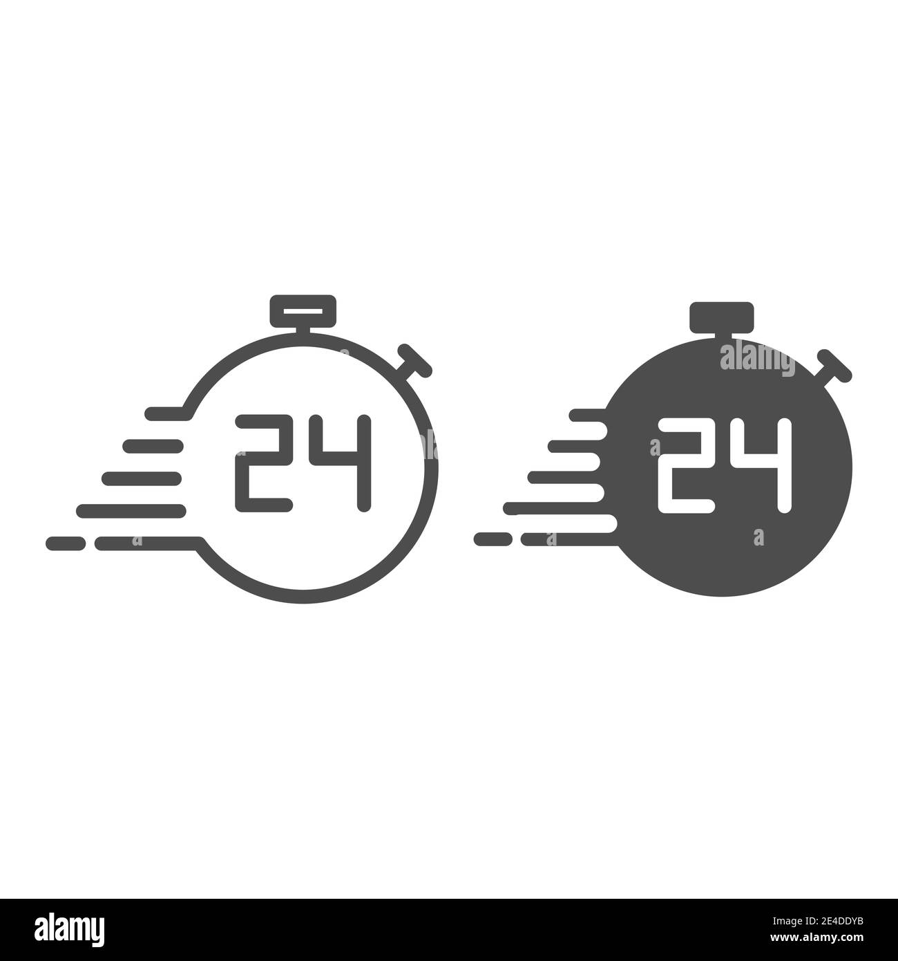 24 hours in stopwatch line and glyph icon. Timer with 24 hours vector ...