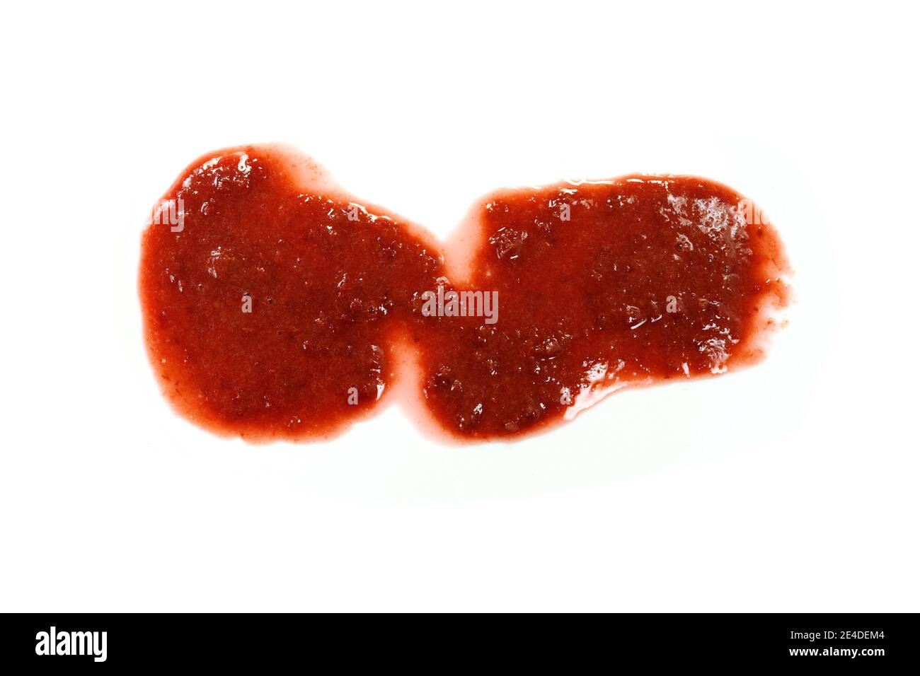 Smoothie puddle isolated on white. Banana and cherry milkshake Stock ...