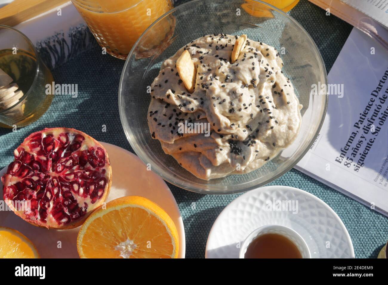 breakfast morning buffet brunch with food and drinks Stock Photo - Alamy