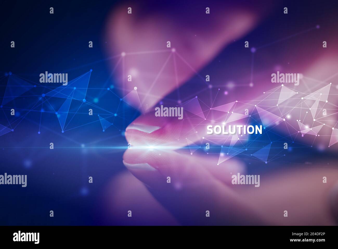 Finger touching tablet solution hi-res stock photography and images - Alamy
