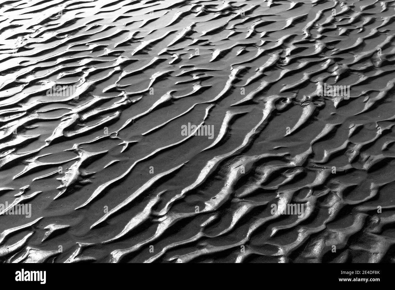 A close up view of sand structures at low tide on a beach Stock Photo ...