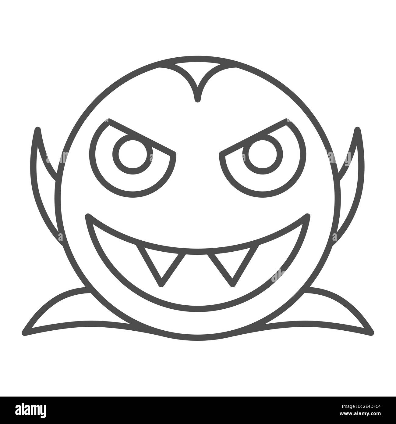 Smiling vampire thin line icon. Dracula vector illustration isolated on ...