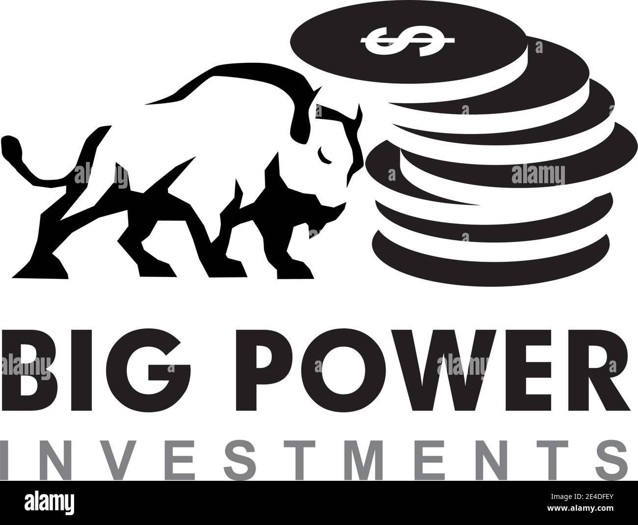 Big power company logo design with using bull push coins template Stock ...