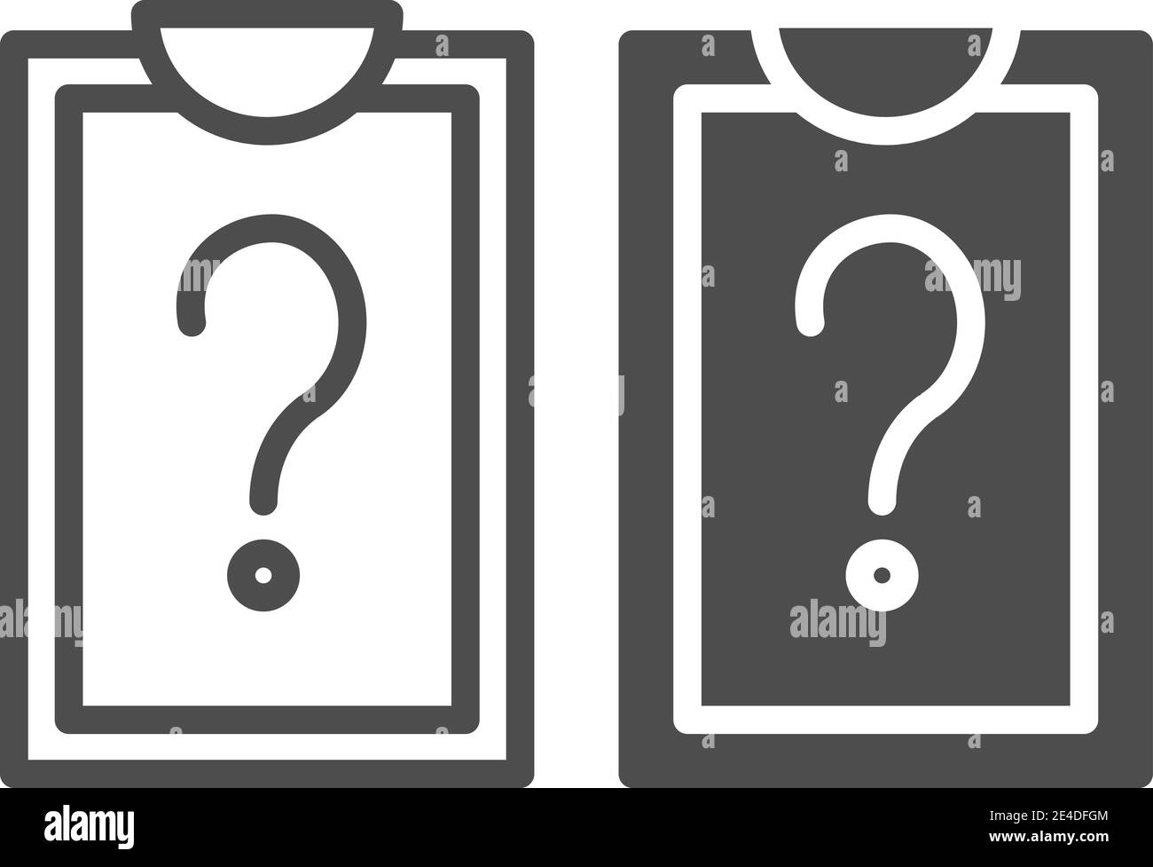 Clipboard with blank list line and glyph icon. List with question mark vector illustration ...