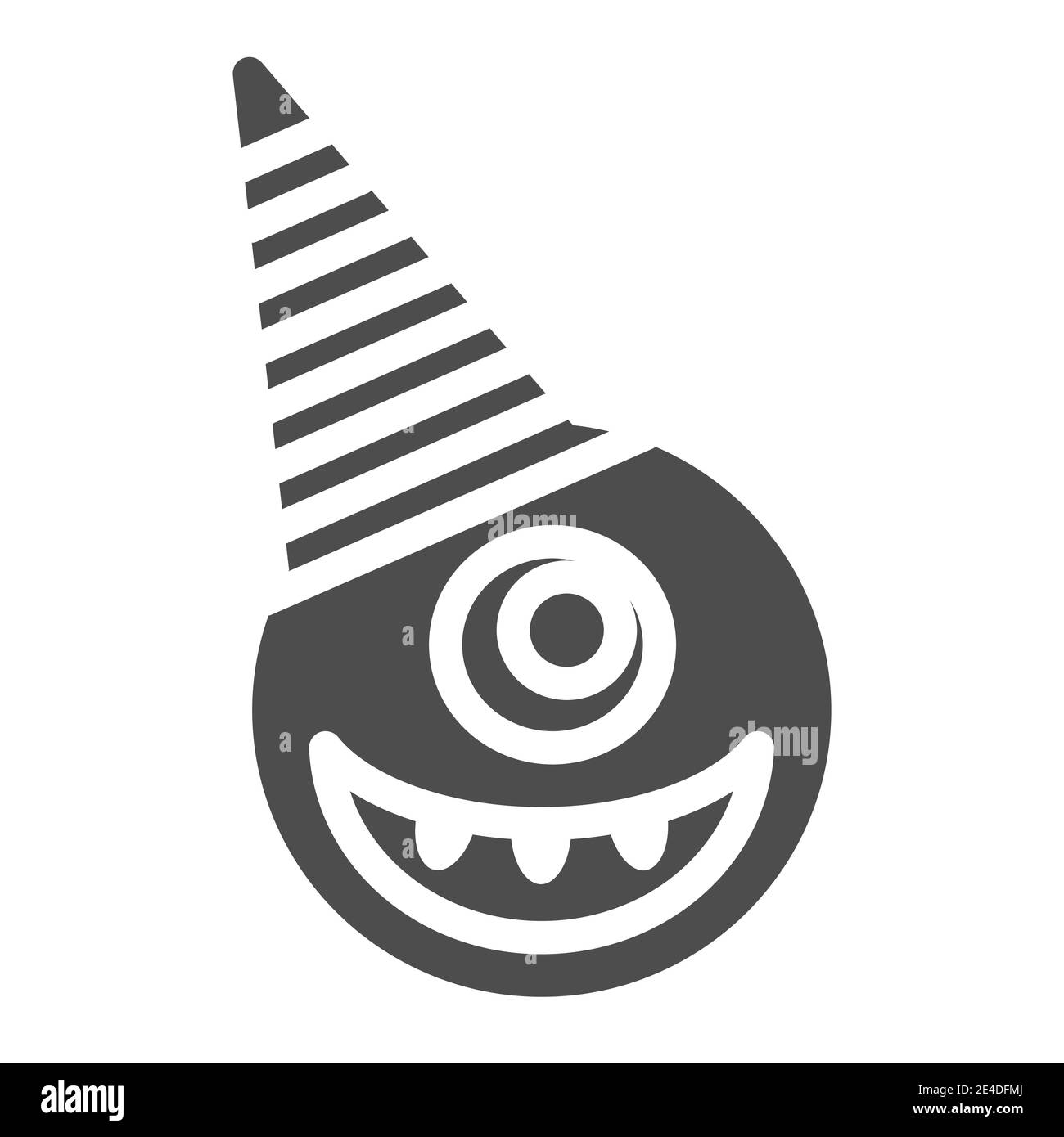 Round one eyed monster in party hat solid icon. Halloween monster ...