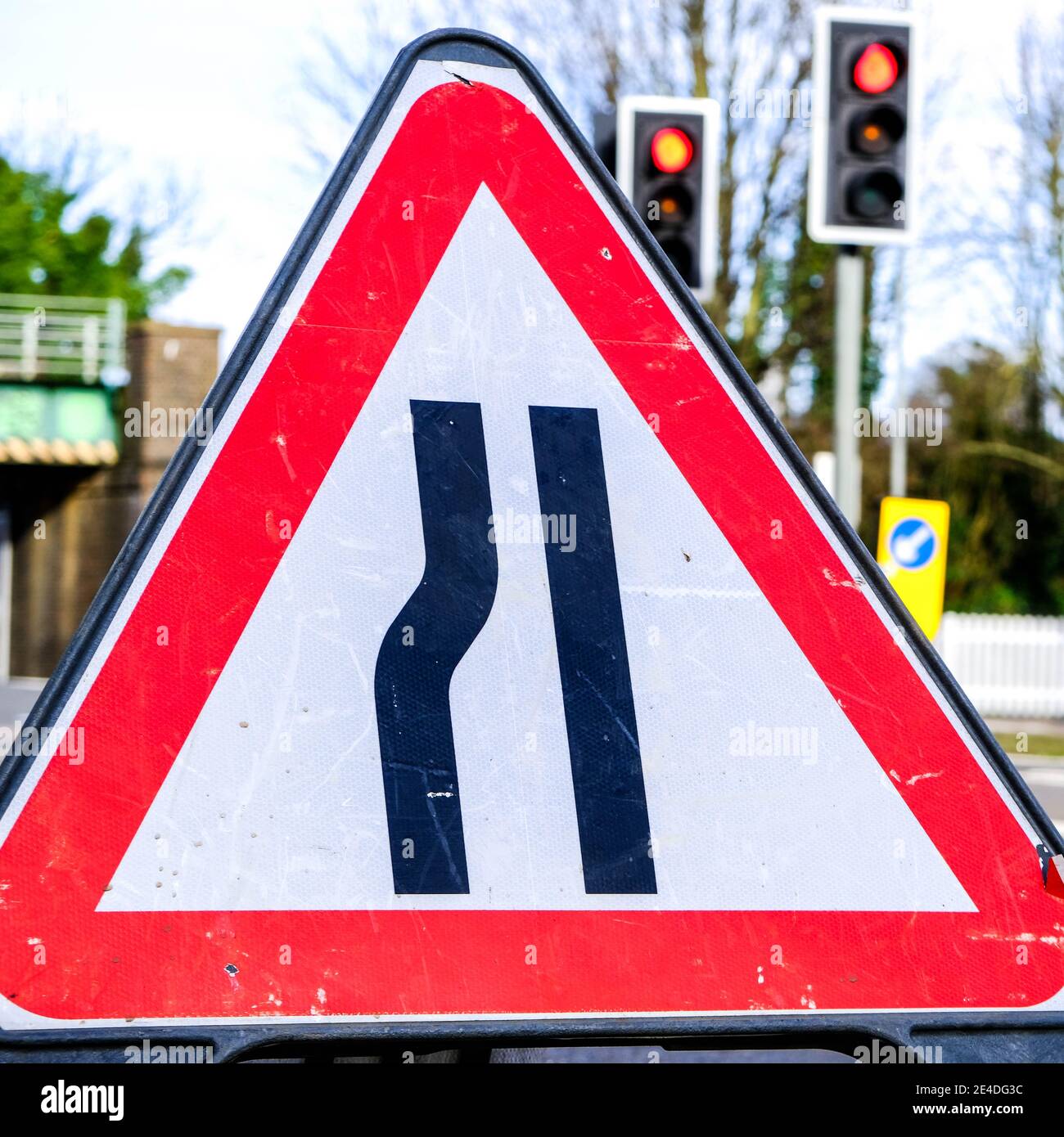 Warning traffic triangle sign uk city hi-res stock photography and ...