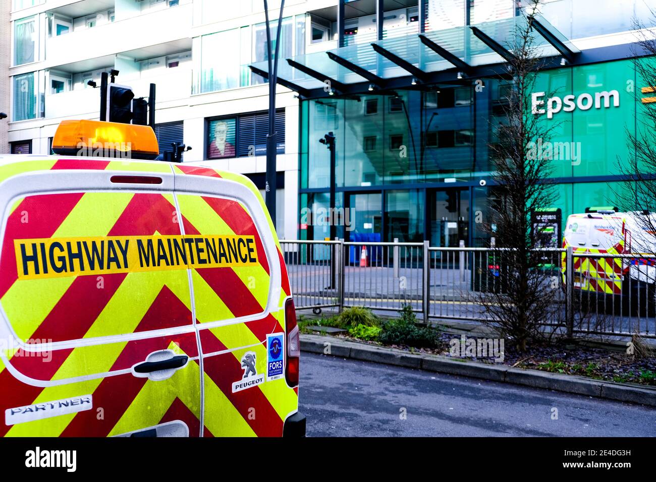 Epsom Surrey, London UK January 21 2021, Highway Maintenance Van Parked ...
