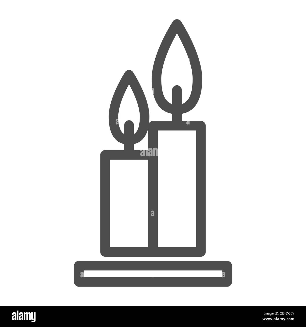 Two burning candles line icon. Flames web vector illustration isolated ...
