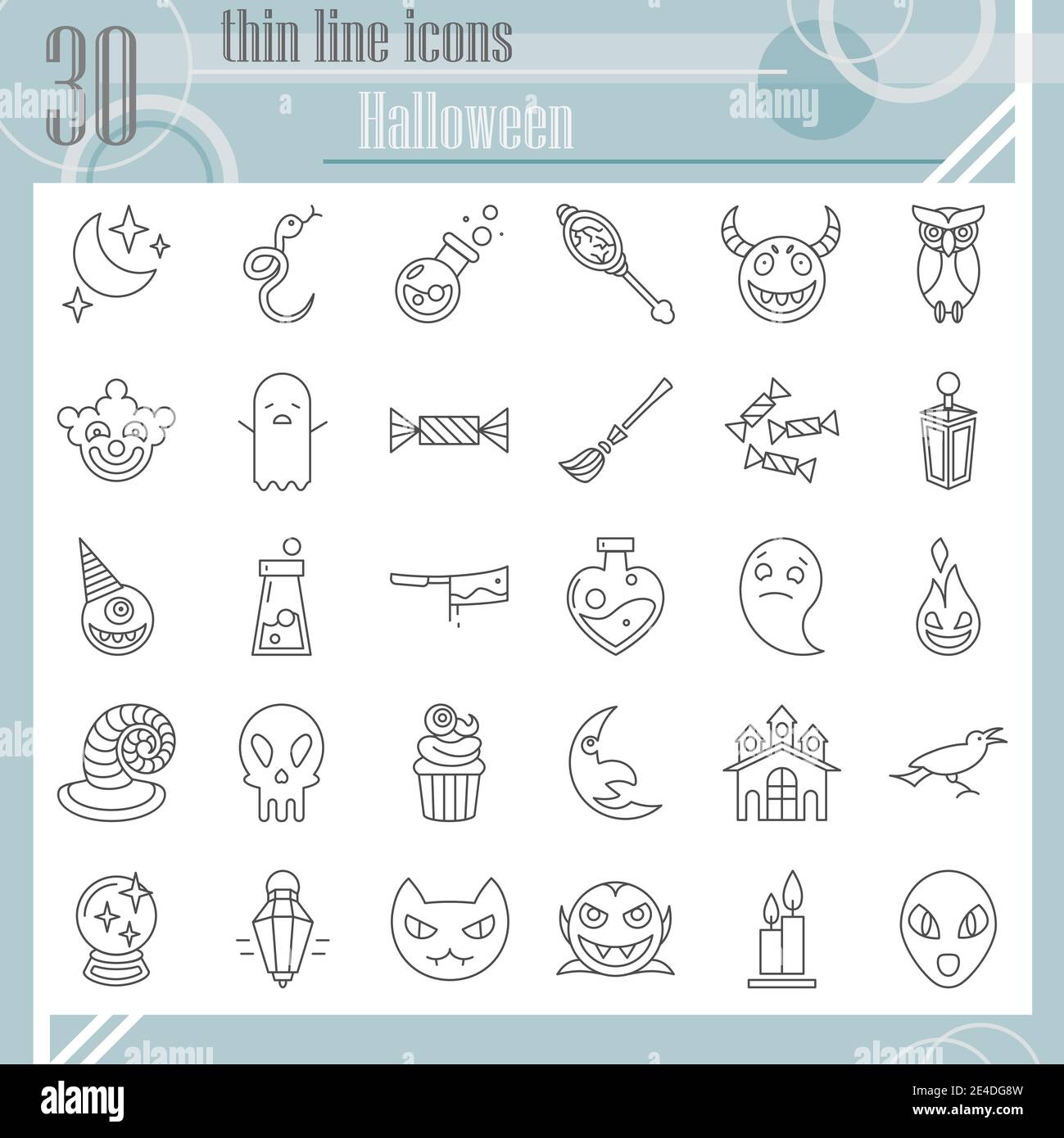 Halloween thin line icon set, horror symbols collection, vector ...