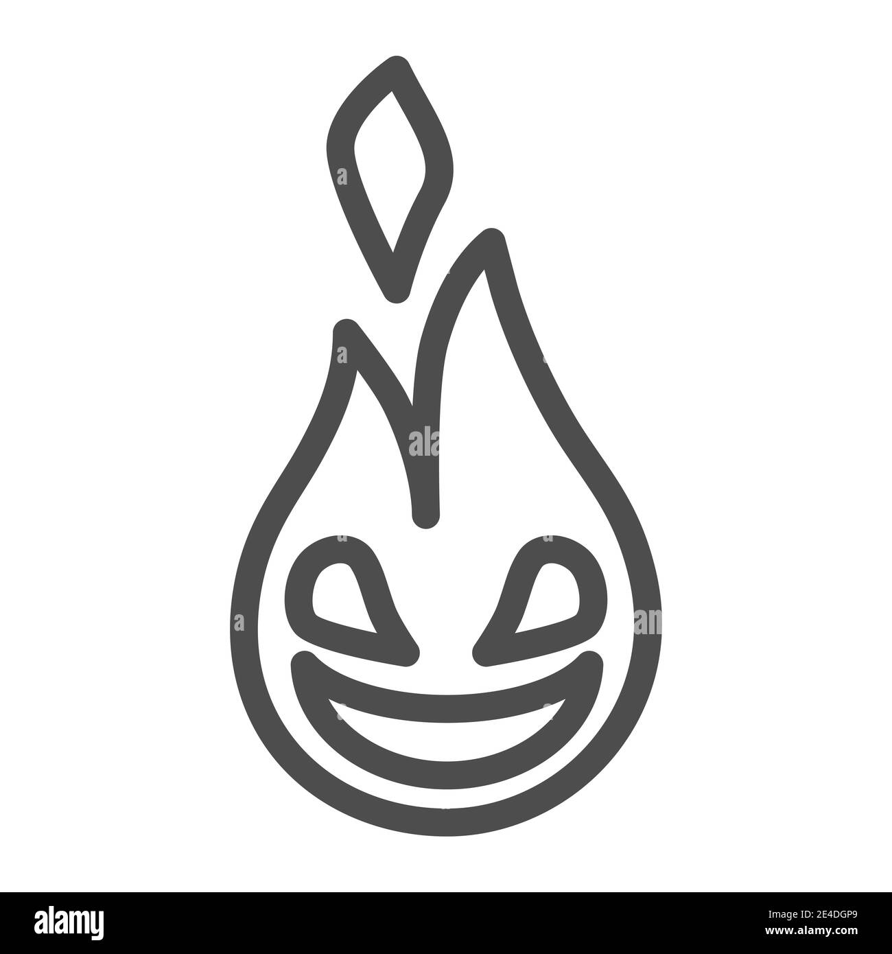 Fire flame line icon. Emoji flame vector illustration isolated on white ...