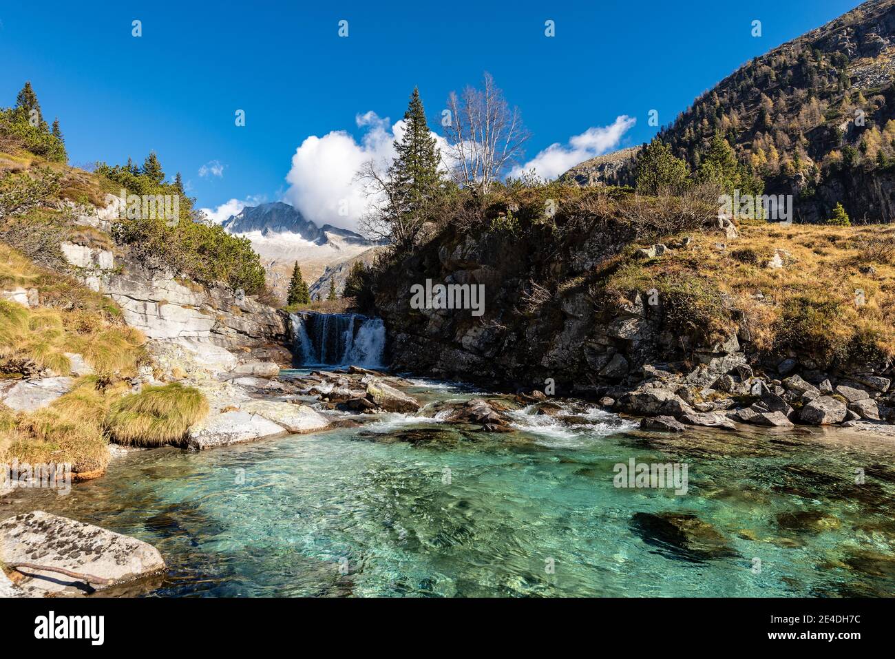 National Park of Adamello Brenta with the mountain peak of the Care ...