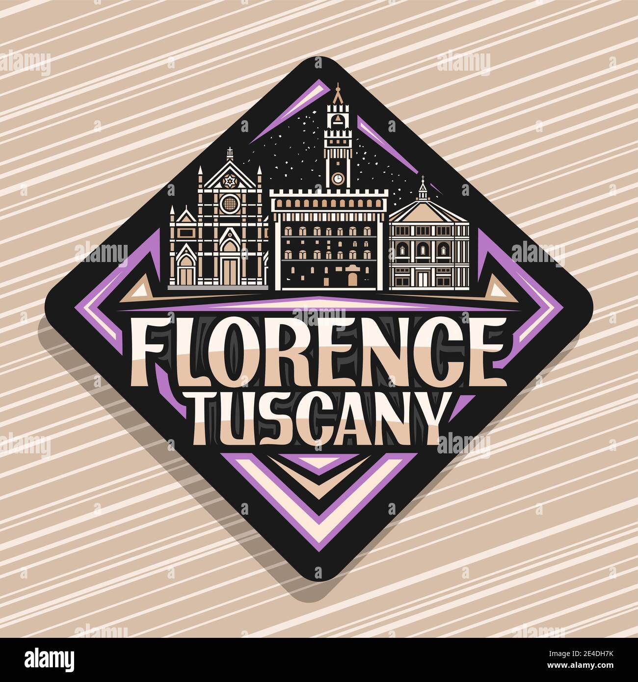 Vector logo for Florence, black rhombus road sign with outline ...