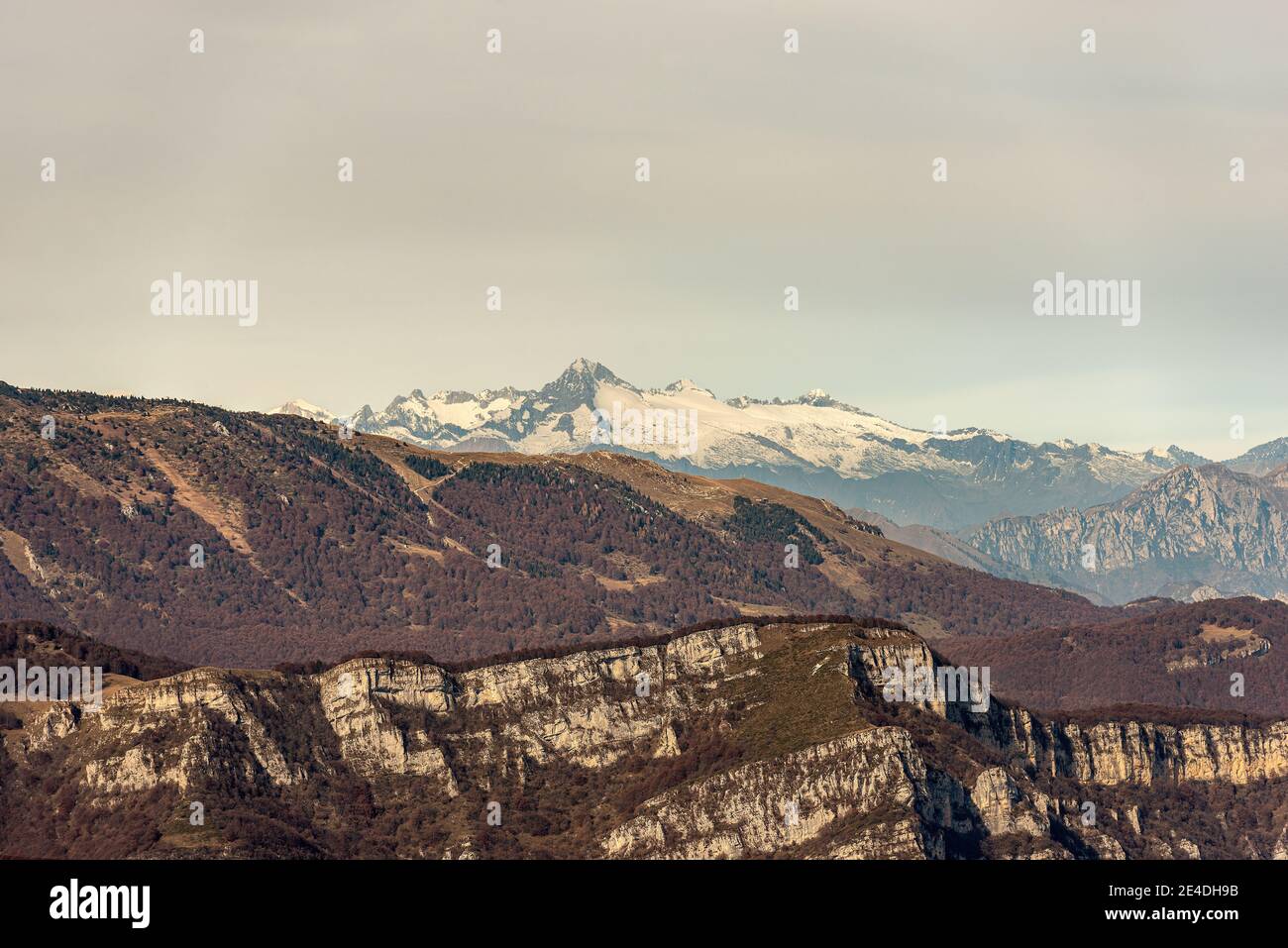 Italian Alps with the mountain range of Monte Baldo and Adamello with ...