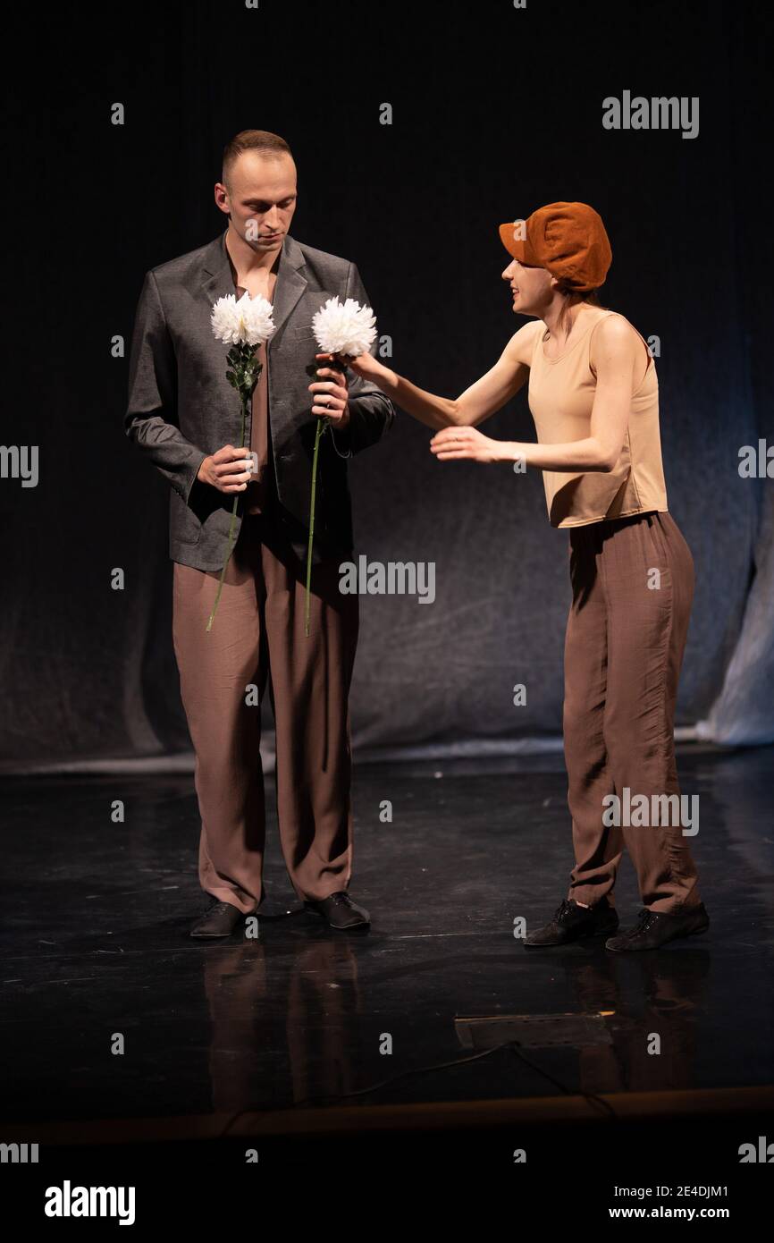 Actors and actresses play comedy, a show performance on the theater ...
