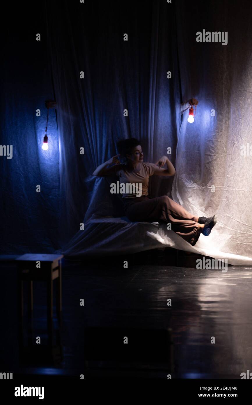 Actors and actresses play comedy, a show performance on the theater ...