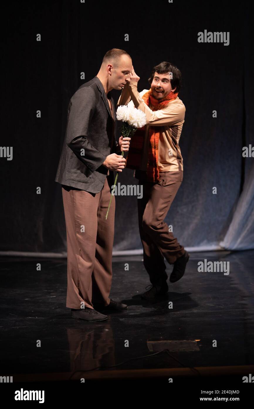 Actors and actresses play comedy, a show performance on the theater ...