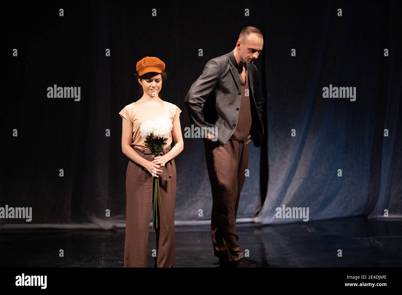 Actors and actresses play comedy, a show performance on the theater ...