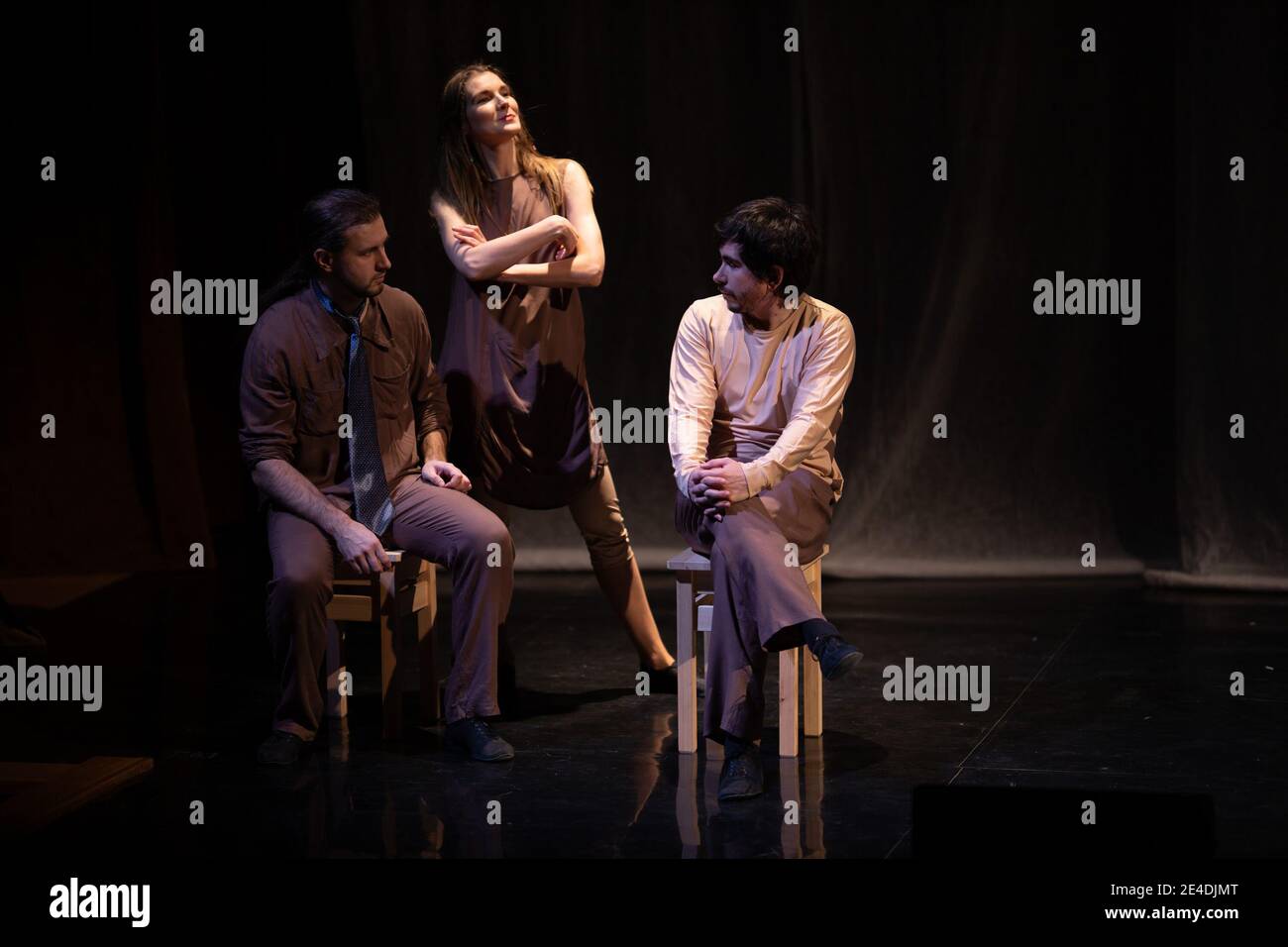 Actors and actresses play comedy, a show performance on the theater ...