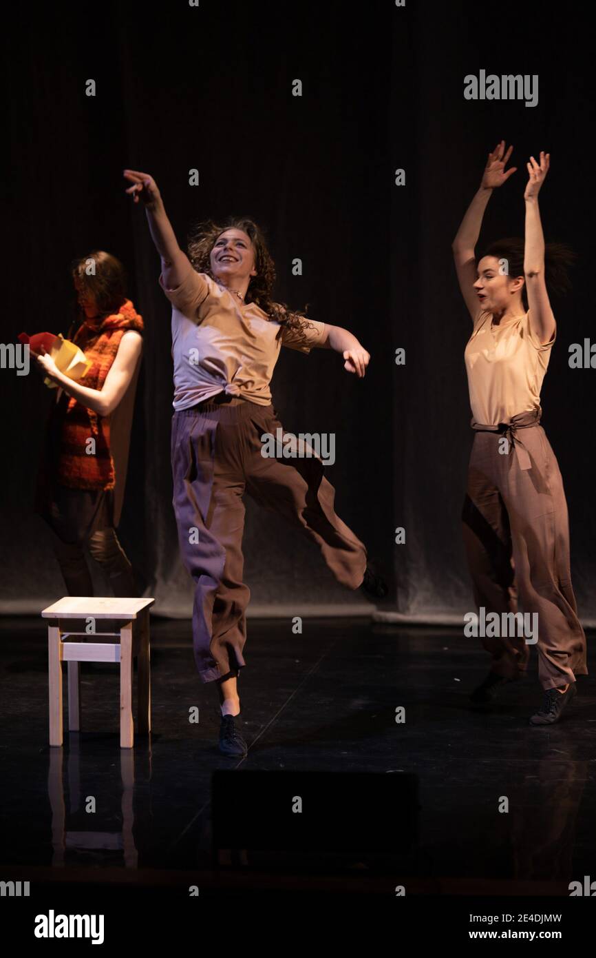 Actors and actresses play comedy, a show performance on the theater ...