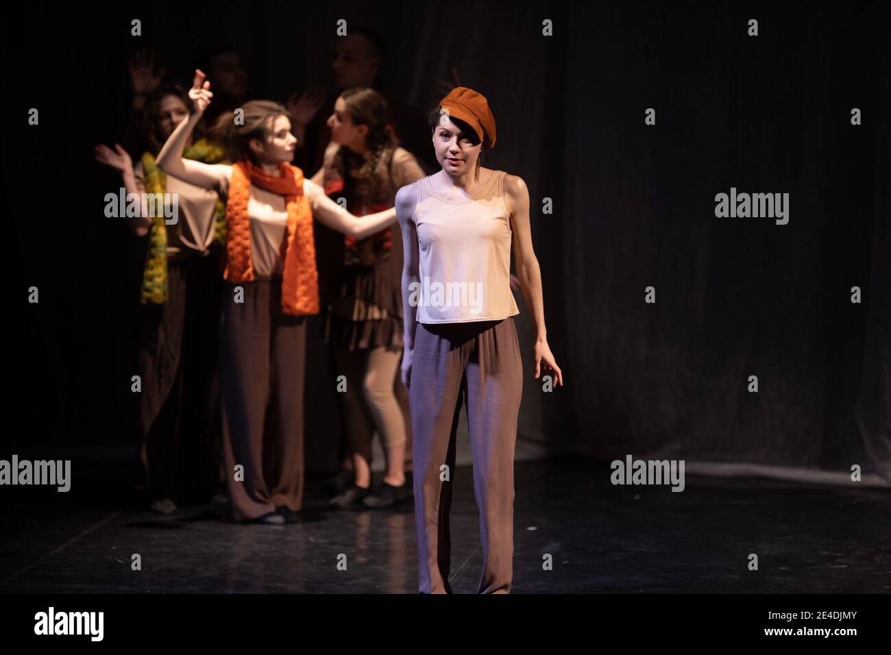 Actors and actresses play comedy, a show performance on the theater ...