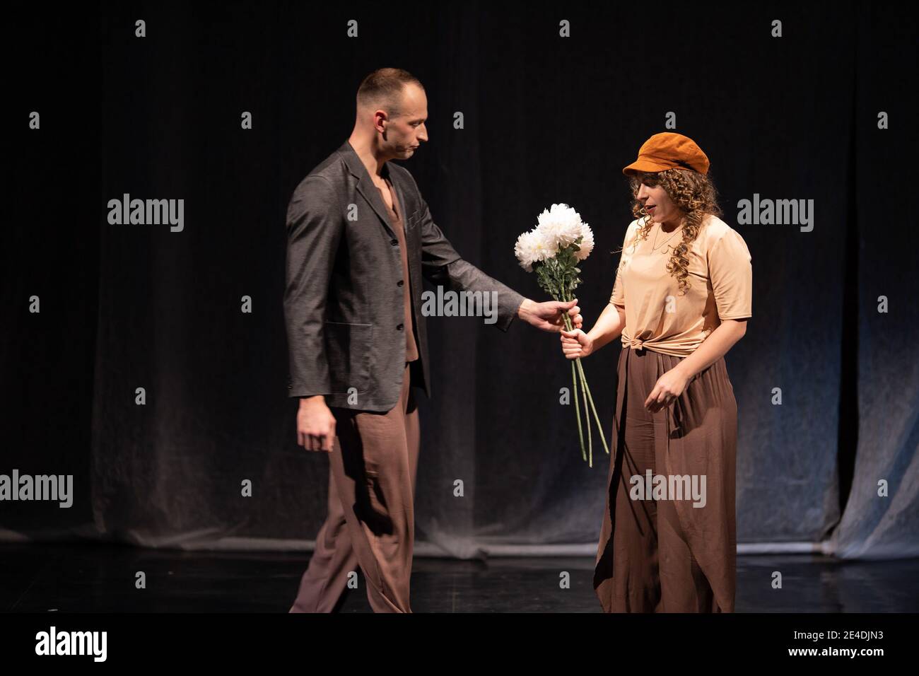 Actors and actresses play comedy, a show performance on the theater ...