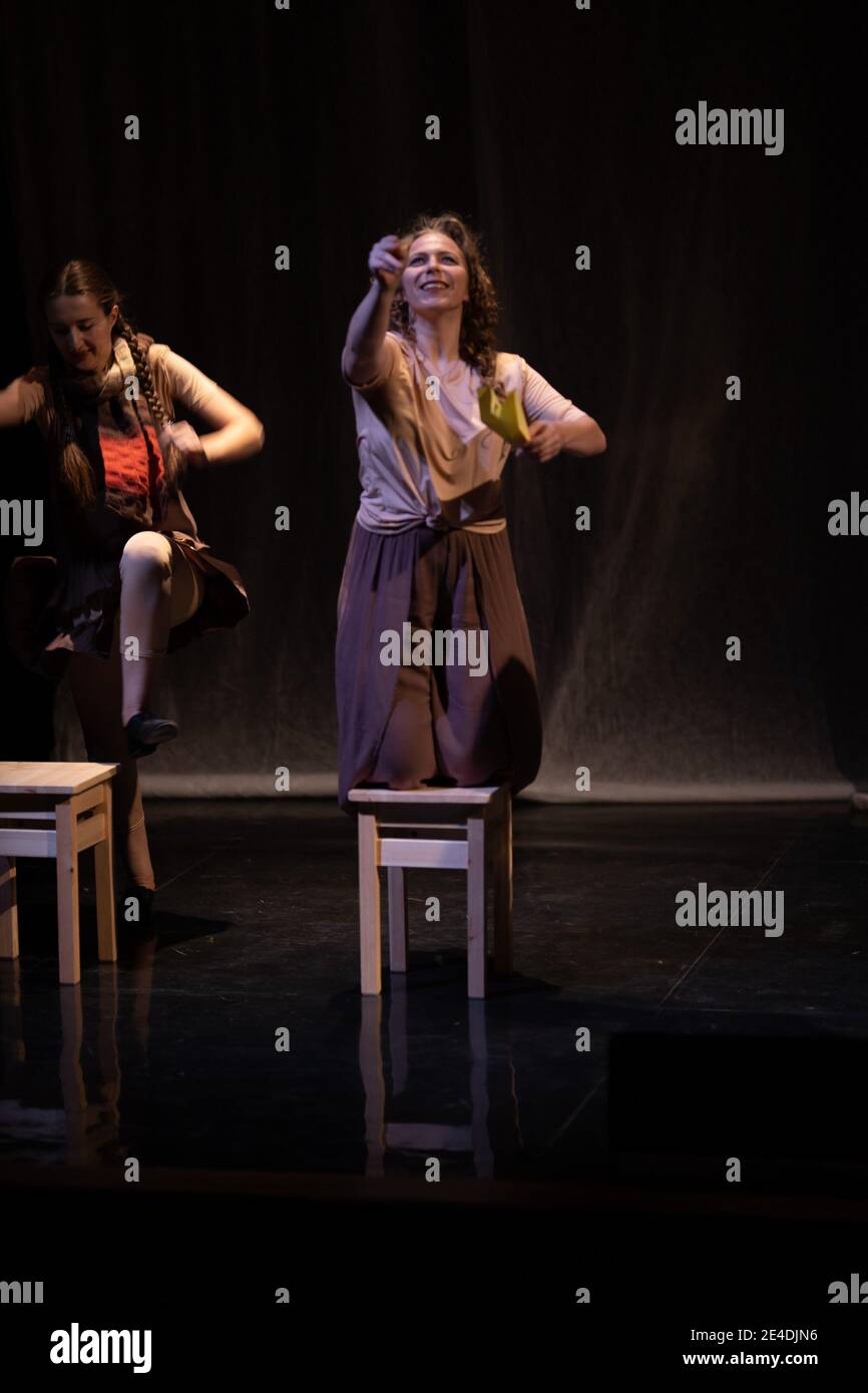 Actors and actresses play comedy, a show performance on the theater ...