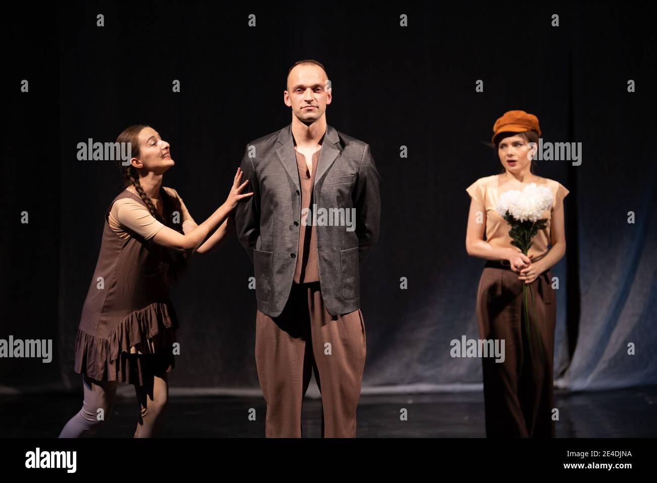 Actors and actresses play comedy, a show performance on the theater ...